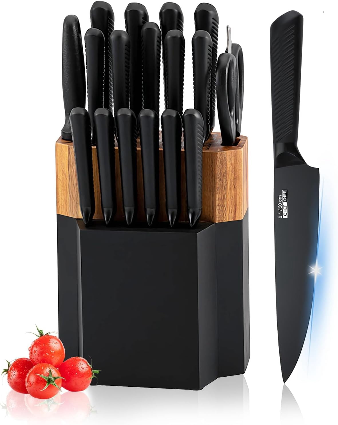 Kitchen Knife Set, 18PCS Professional Kitchen Knife Set with Wooden ...