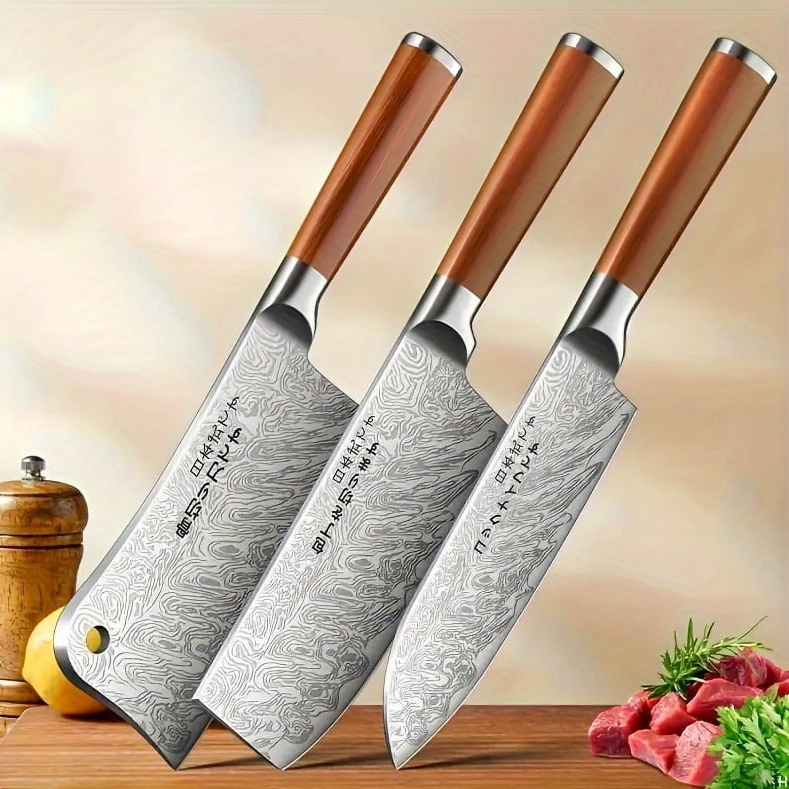 Kitchen Knife Set, 3 Piece High Carbon Stainless Steel Professional ...