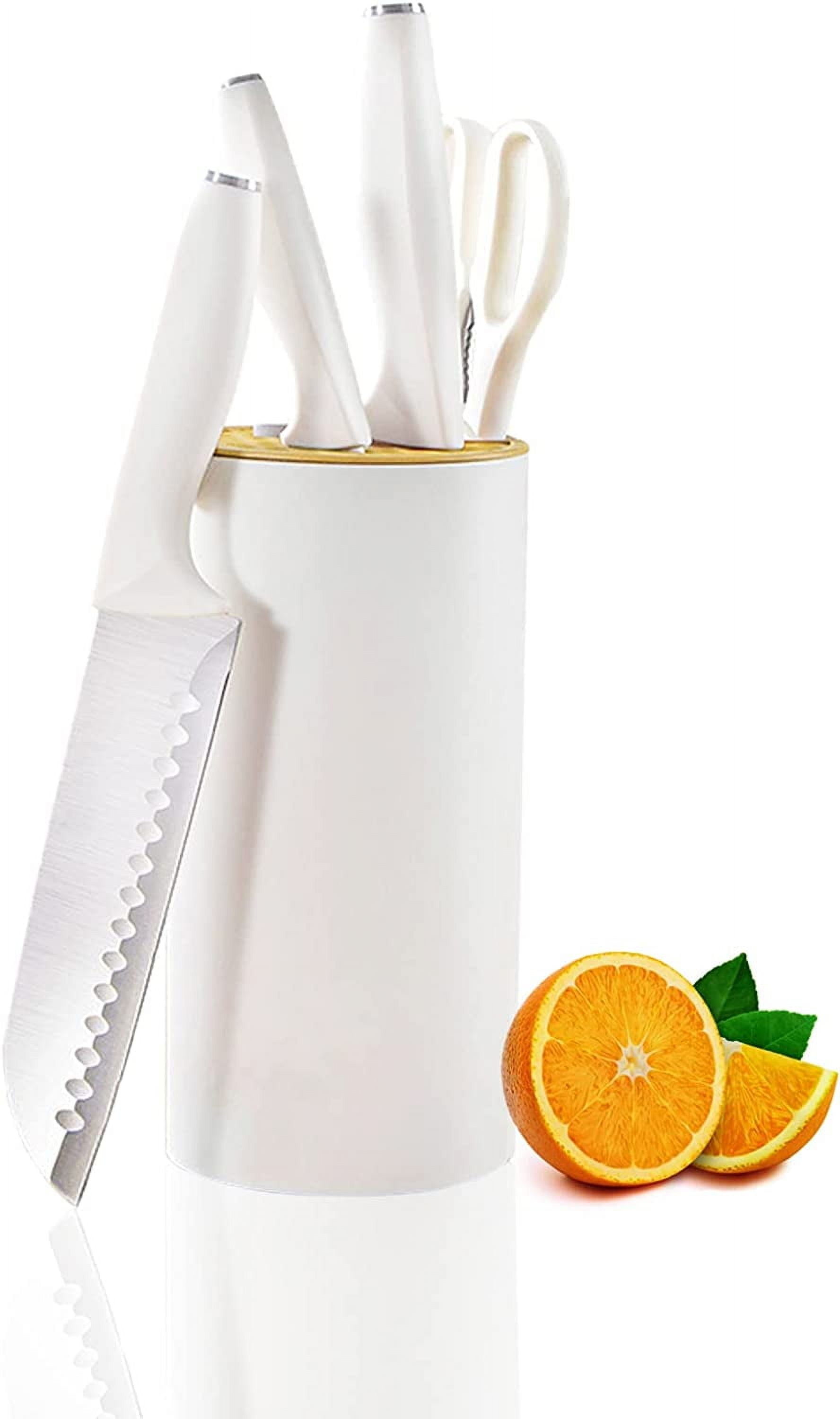 Kitchen Knife Set, 5PCS Stainless Steel Knife Set with Block, High ...