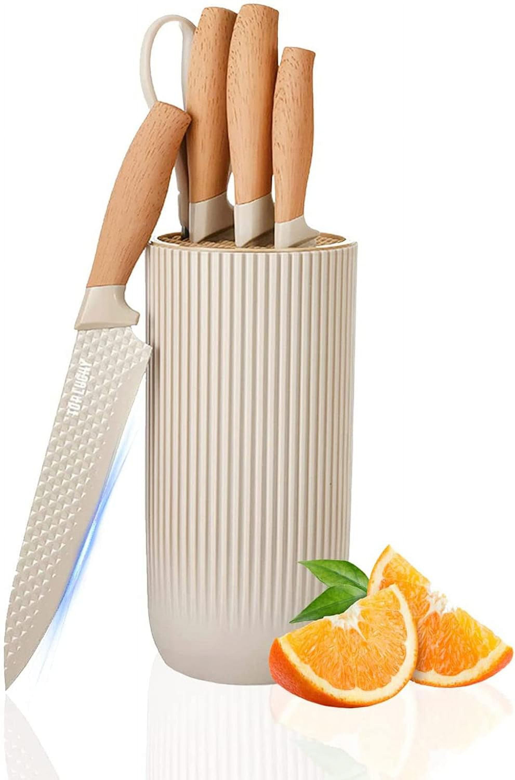 Kitchen Knife Set, 6-Piece Khaki Cooking Knife Set with Star Grain ...