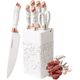 6-Piece Knife Set with Grindstone Block,Marble Pattern,Stainless Steel ...