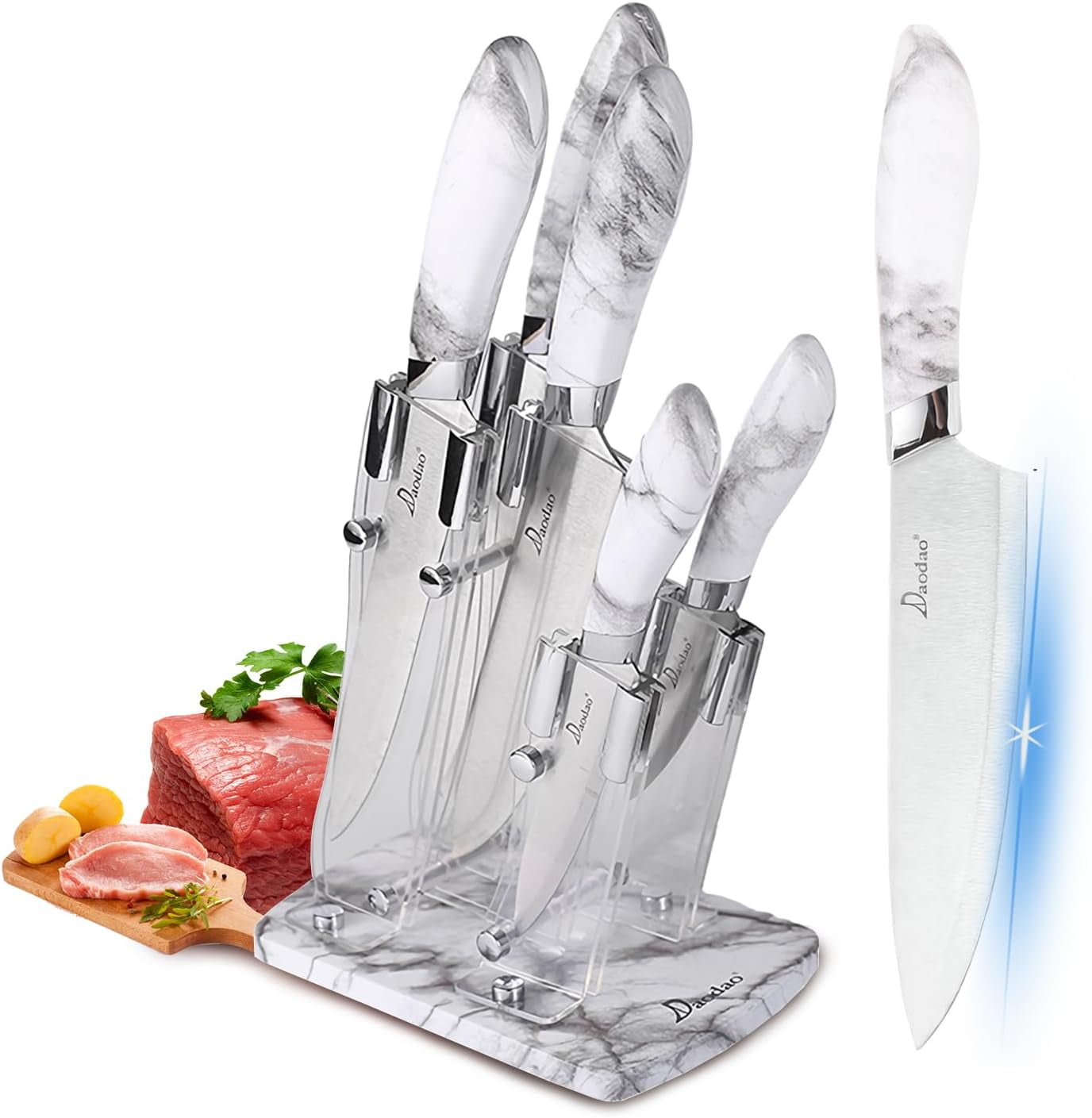 Kitchen Knife Set, 6-Pieces Stainless Steel Cooking Knife Set with ...