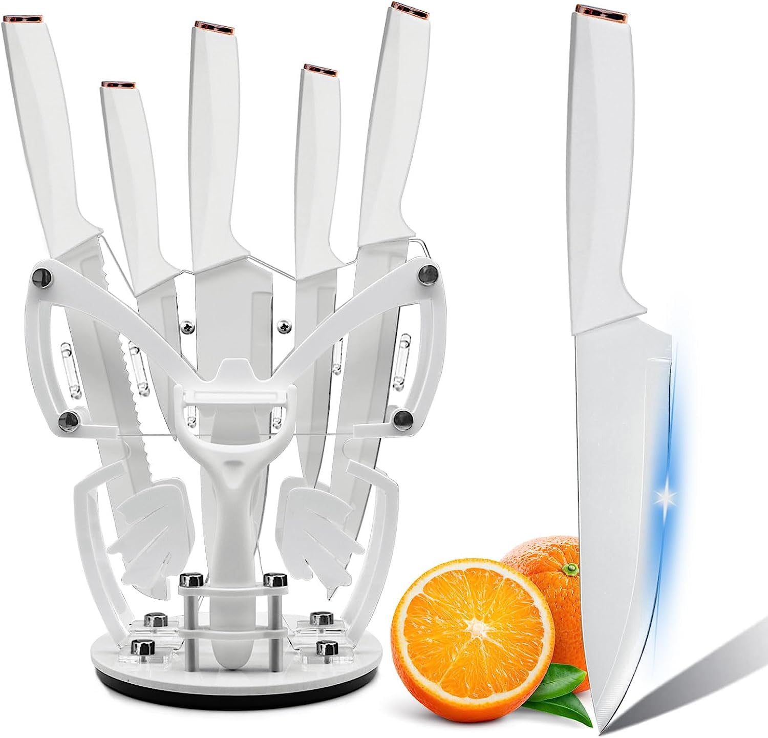 Kitchen Knife Set, 7-Pieces Stainless Steel Knives Set with Block, Chef ...