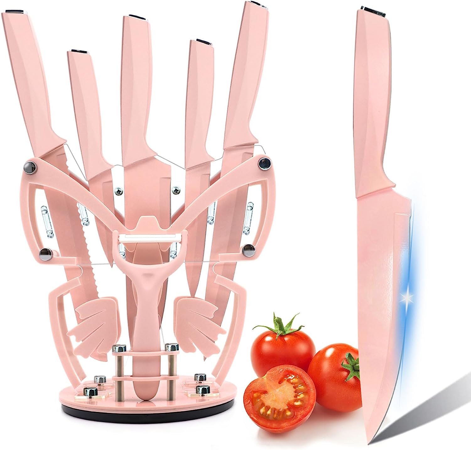 Kitchen Knife Set, 7-Pieces Stainless Steel Knives Set with Block, Chef ...