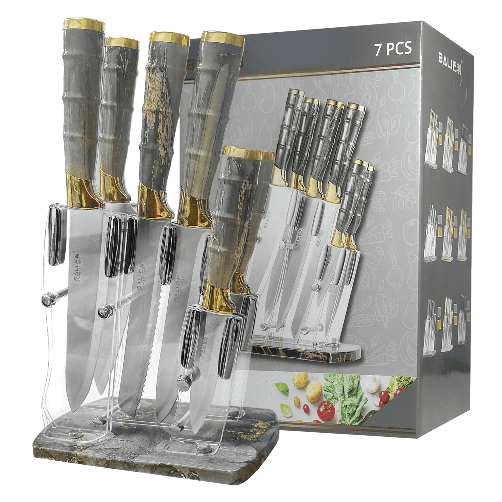 Kitchen Knife Set, 7PCS Kitchen Knives Set High Carbon Stainless Steel ...