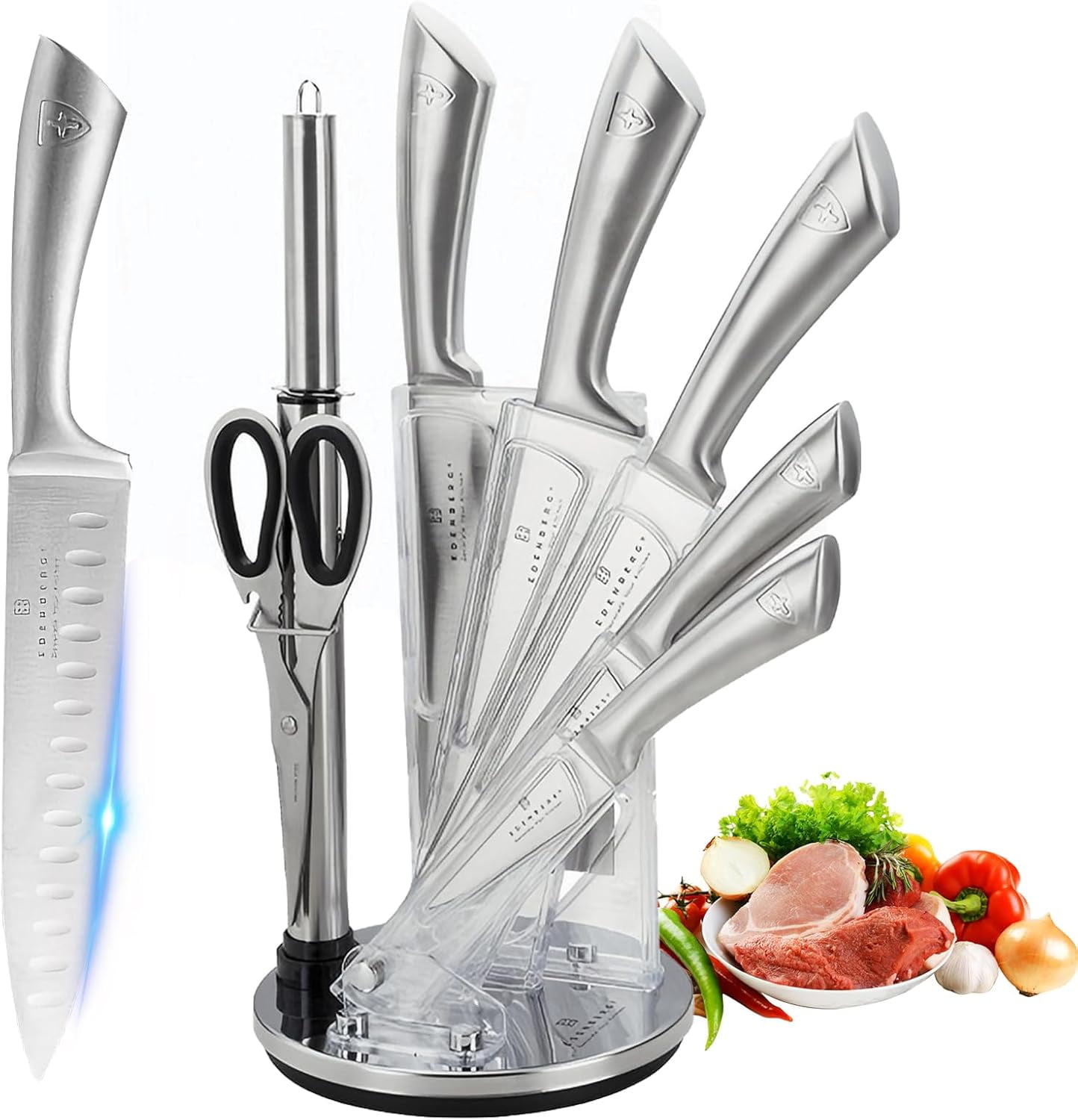 Kitchen Knife Set, 8-Pieces Silver Stainless Steel Knife Set for ...