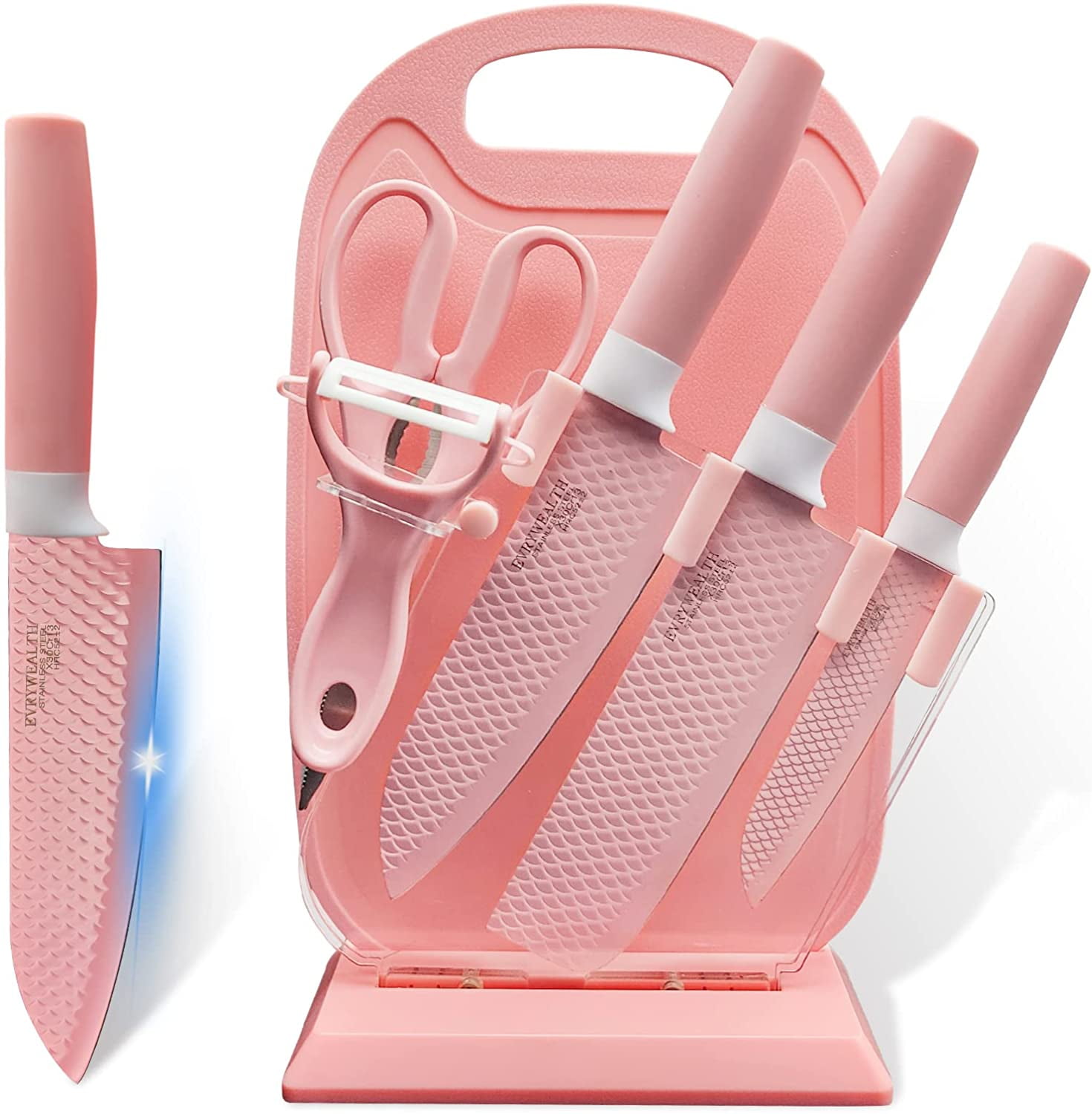 Caliamary Kitchen Knife Set, Non-stick, Stainless Steel, with Cutting ...