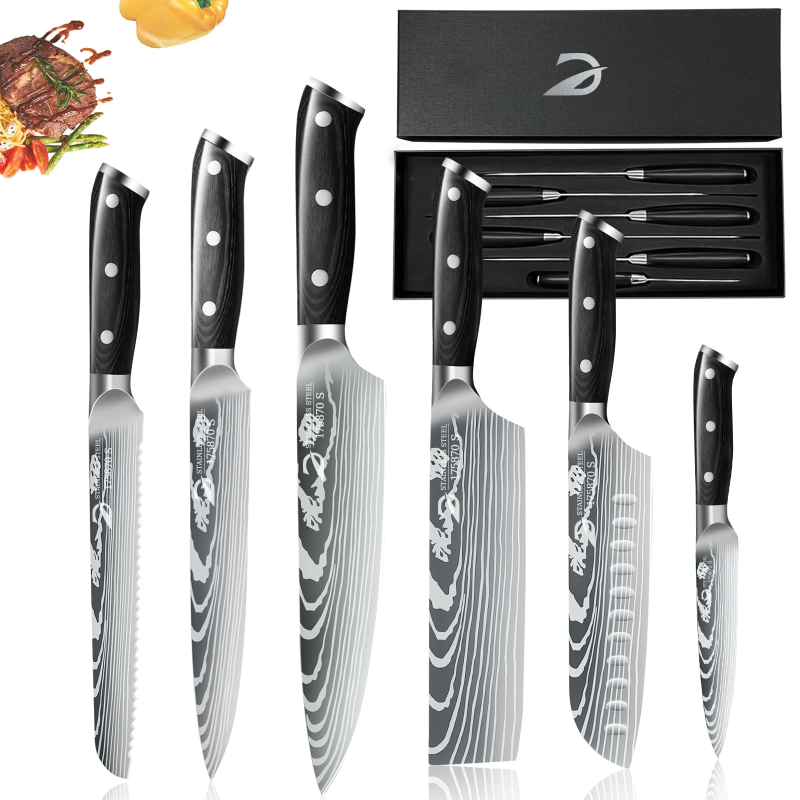 Kitchen Knife Set,Kepeak 6-PCS Chef Knife Set,High Carbon Stainless ...