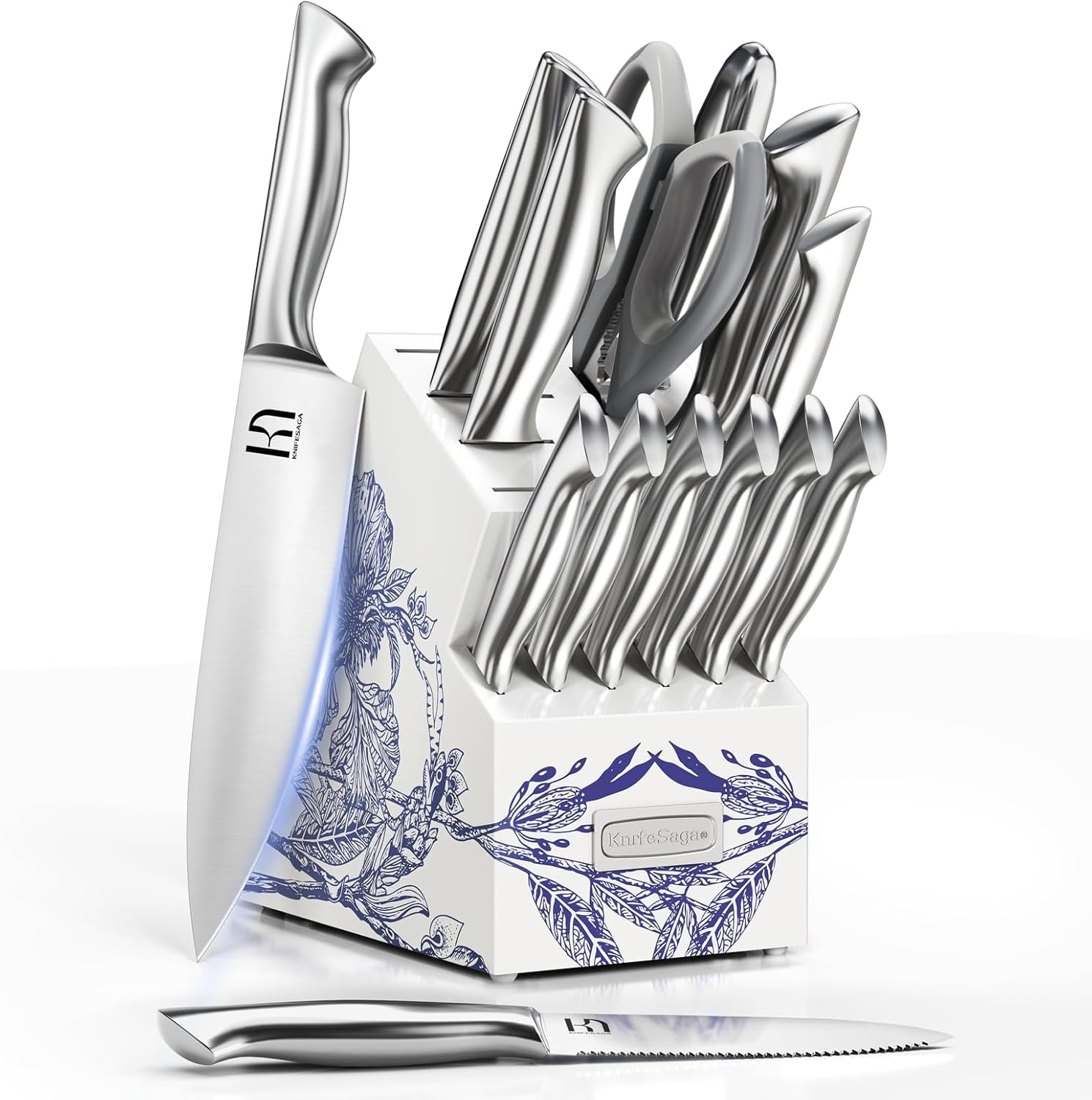 Kitchen Knife Set - Phantom Iris X5 Block Top-tier Performance, 15 Pcs ...