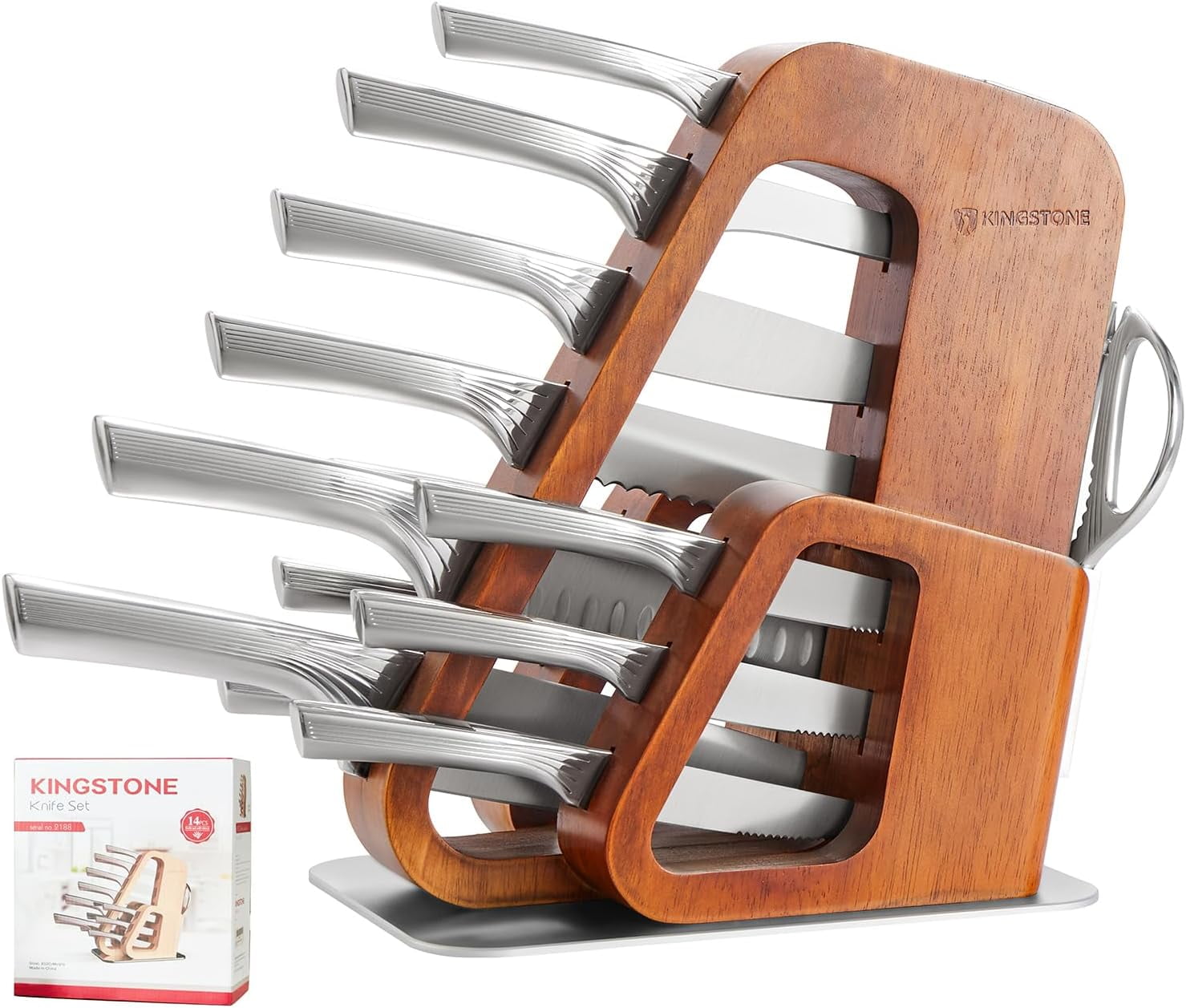 Kitchen Knife Set with Block 14 Pcs German Stainless Steel Knife Set ...