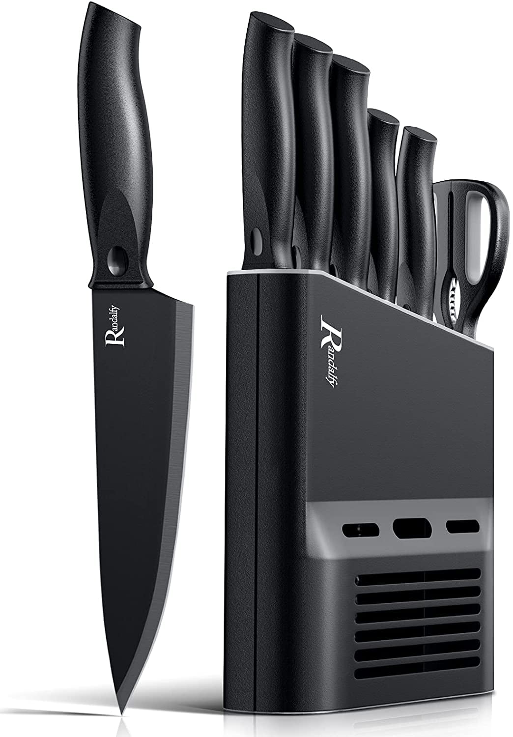 Kitchen Knife Set with Block, 7 Pieces Chef Knives, Scissor, for Meat ...