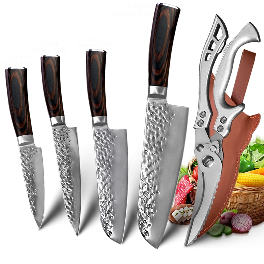 Kitchen Knife Set with Scissor,Stainless Steel Kitchen Shear and ...
