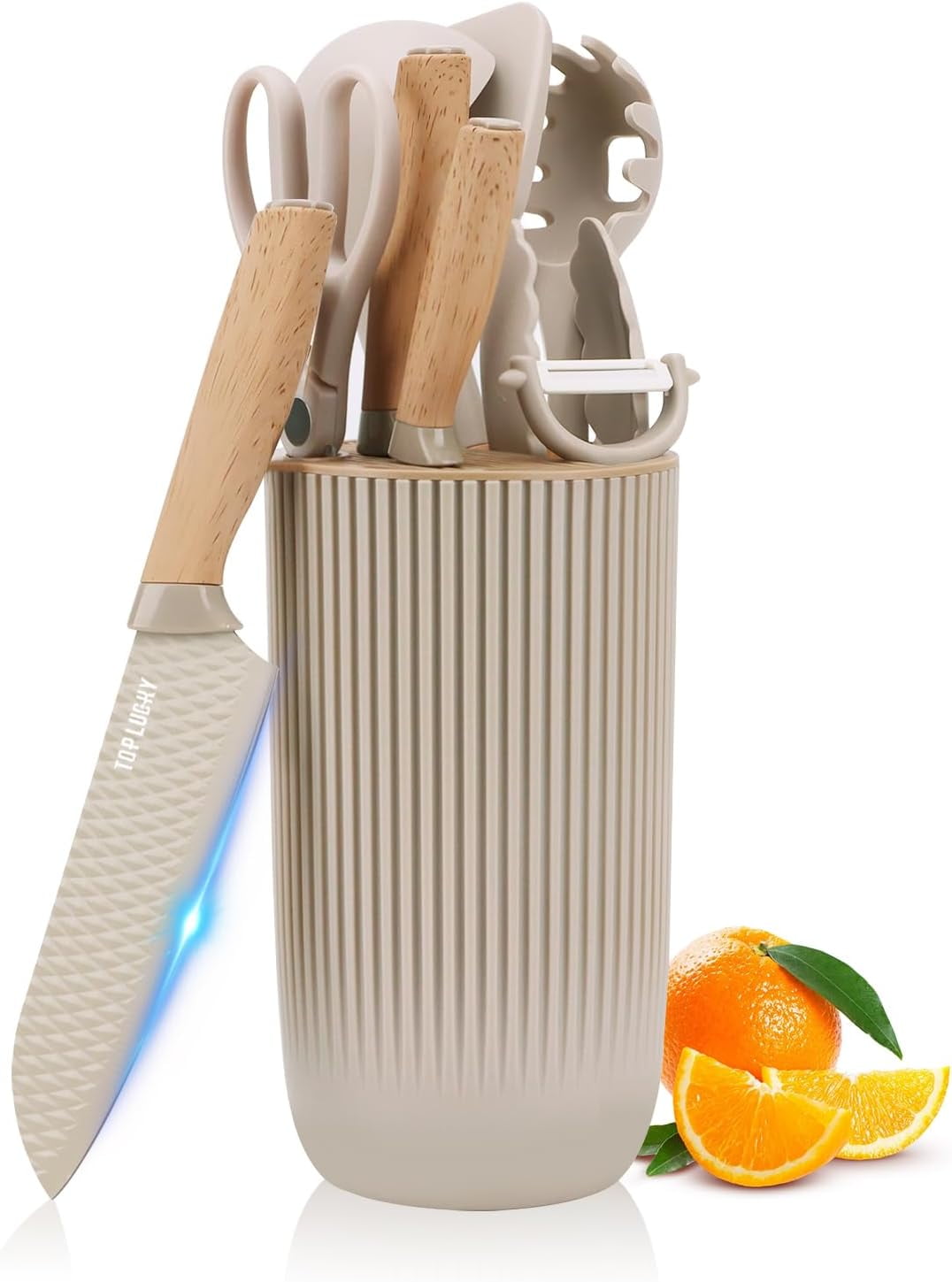 Kitchen Knife Sets, 10-Piece Khaki Sharp Knife Set & Kitchen Utensils ...