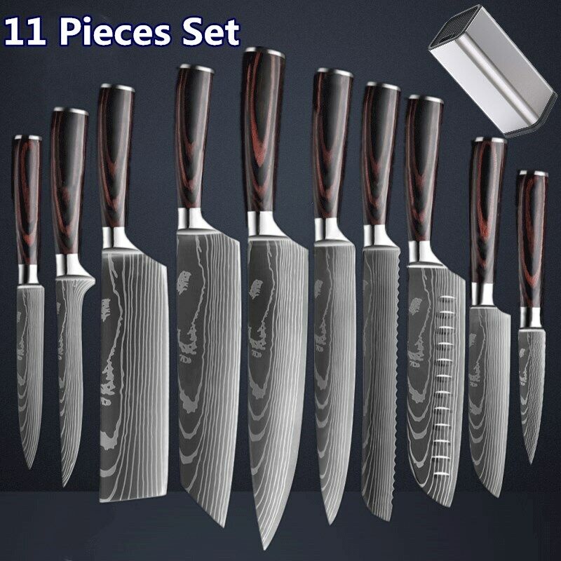 Kitchen Knives Set Chef Damascus Stainless Steel Steak Cleaver Chef ...