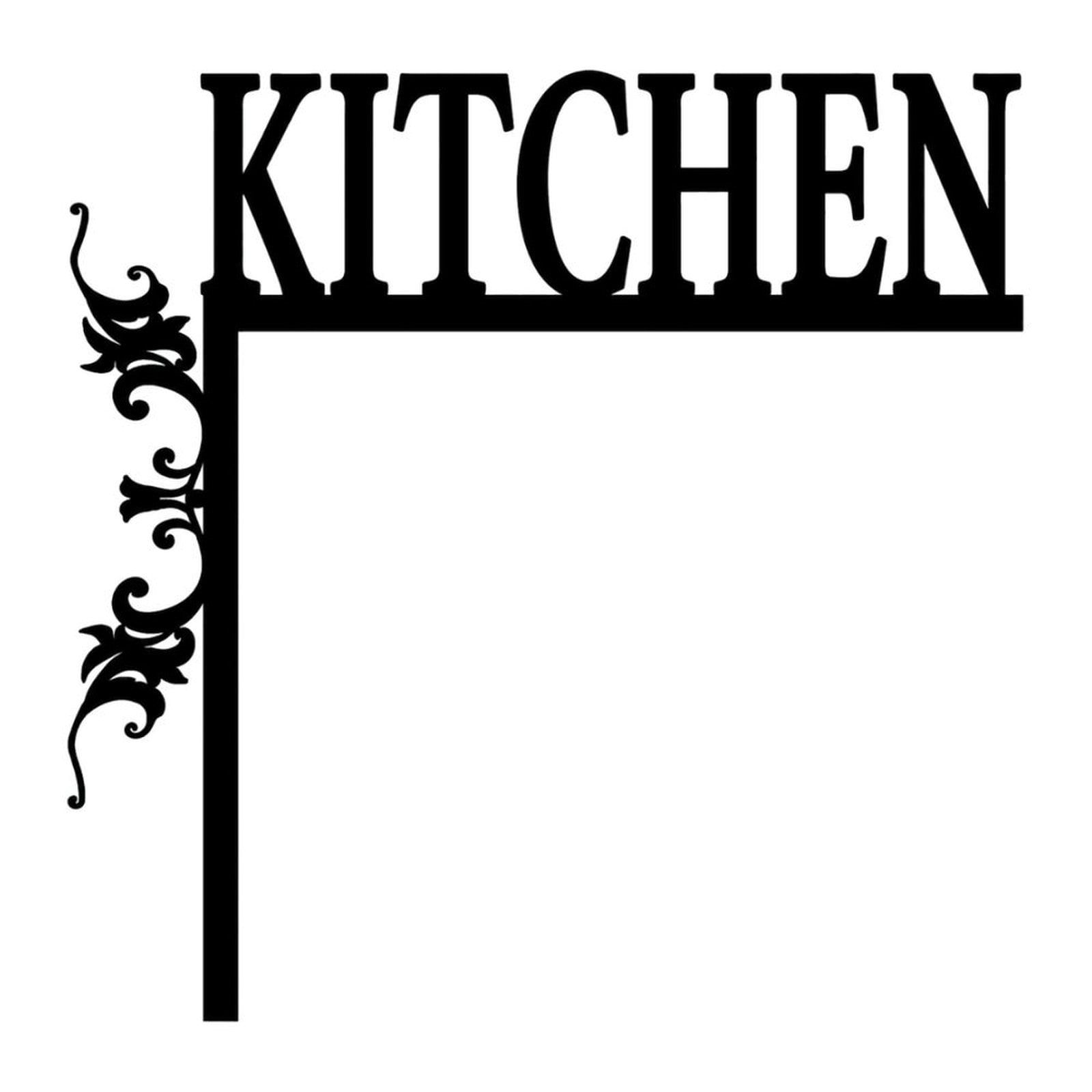 Kitchen Label Scroll Design Metal Wall Art Decor, Black Iron Wall ...