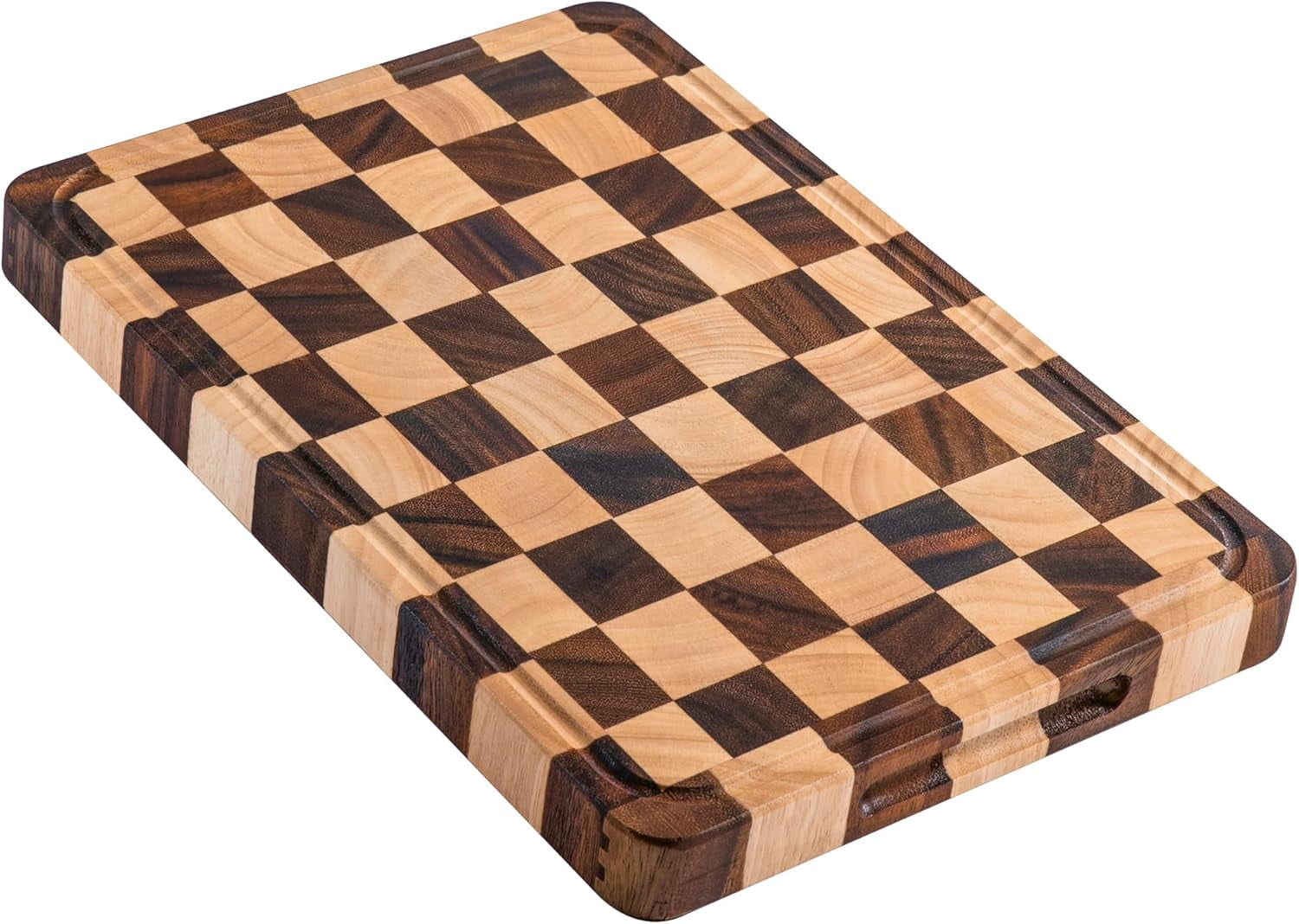 for Kitchen, Large Acacia Wood Chopping Board, Thick Checkered Cutting ...