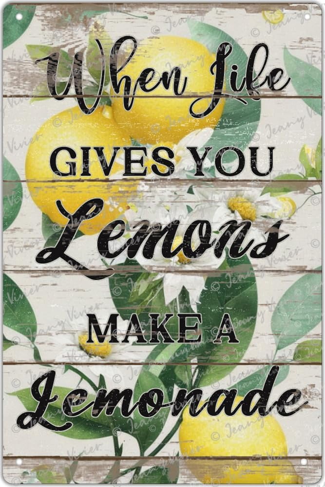 Kitchen Lemon Sign Farmhouse Lemons Make A Lemonade Metal Sign ...
