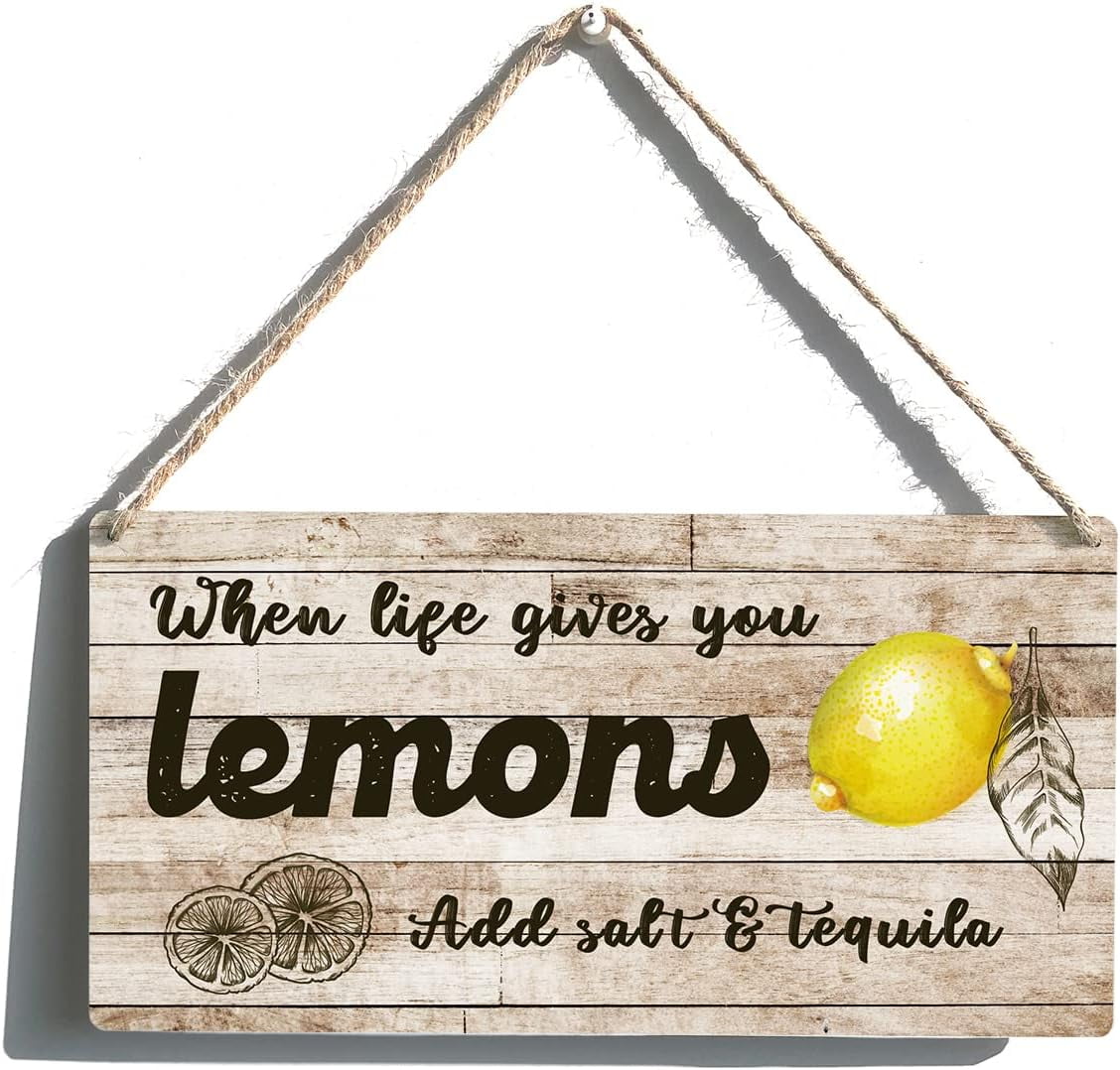Kitchen Lemon Sign Gift Farmhouse When Life Gives You Lemons Wooden ...