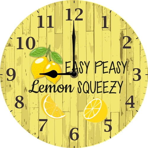 Kitchen Lemon Wall Clock Easy Peasy Lemon Squeezy Wooden Clock Wall ...