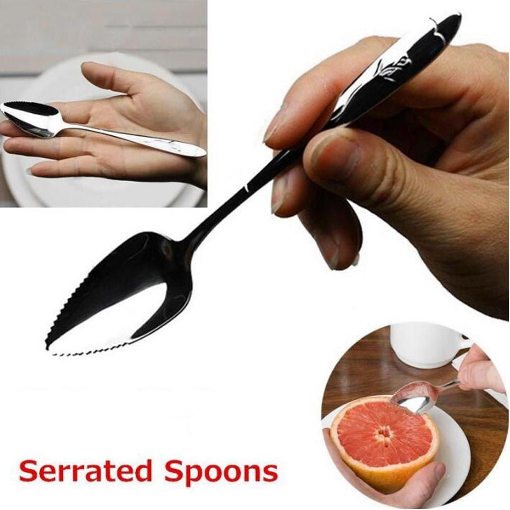 Kitchen Long Handle Silver Mirror Polishing Fruit Grapefruit Seratted ...
