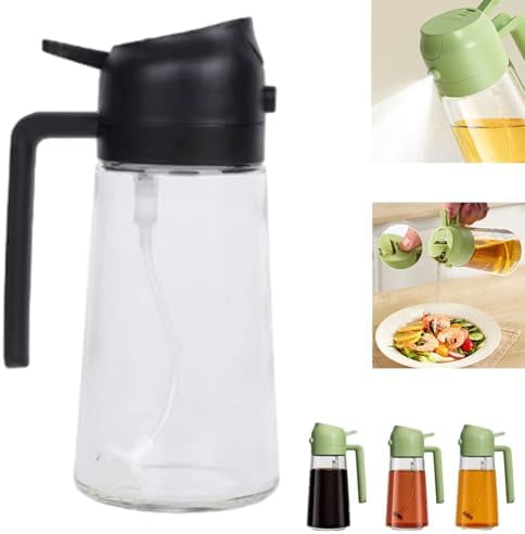 Kitchen Maiden 2 In 1 Oil Dispenser, 2 in 1 Glass Oil Sprayer ...