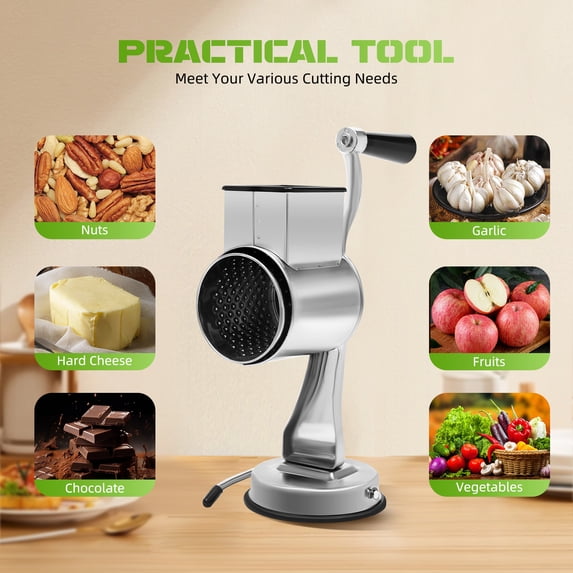 Kitchen Manual Food Grater Kitchen Rotary Drum Slicer Shredder With 5 ...