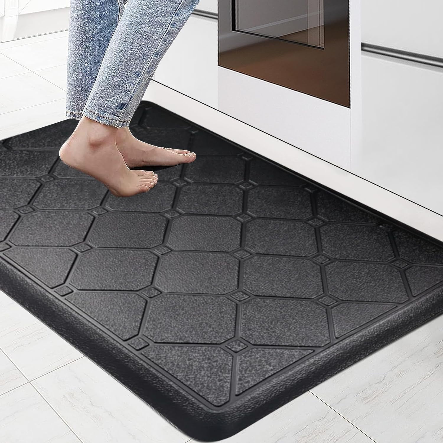 Kitchen Mat 1/2 Inch Thick Waterproof Kitchen Rug, Cushioned Anti ...