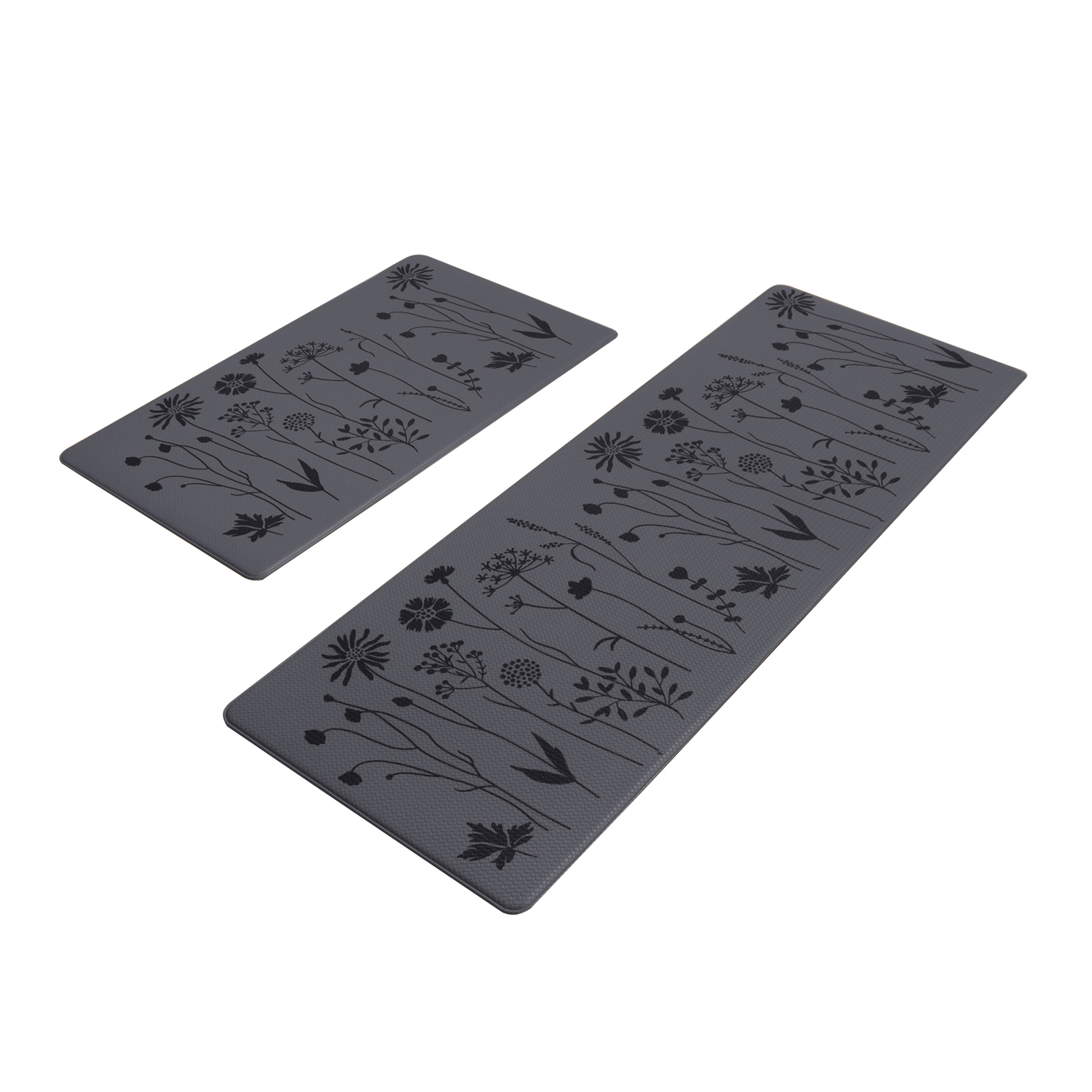 2 Pcs Kitchen Mat Rug, Gray Comfortable Anti-Fatigue Rugs Non Slip Set ...