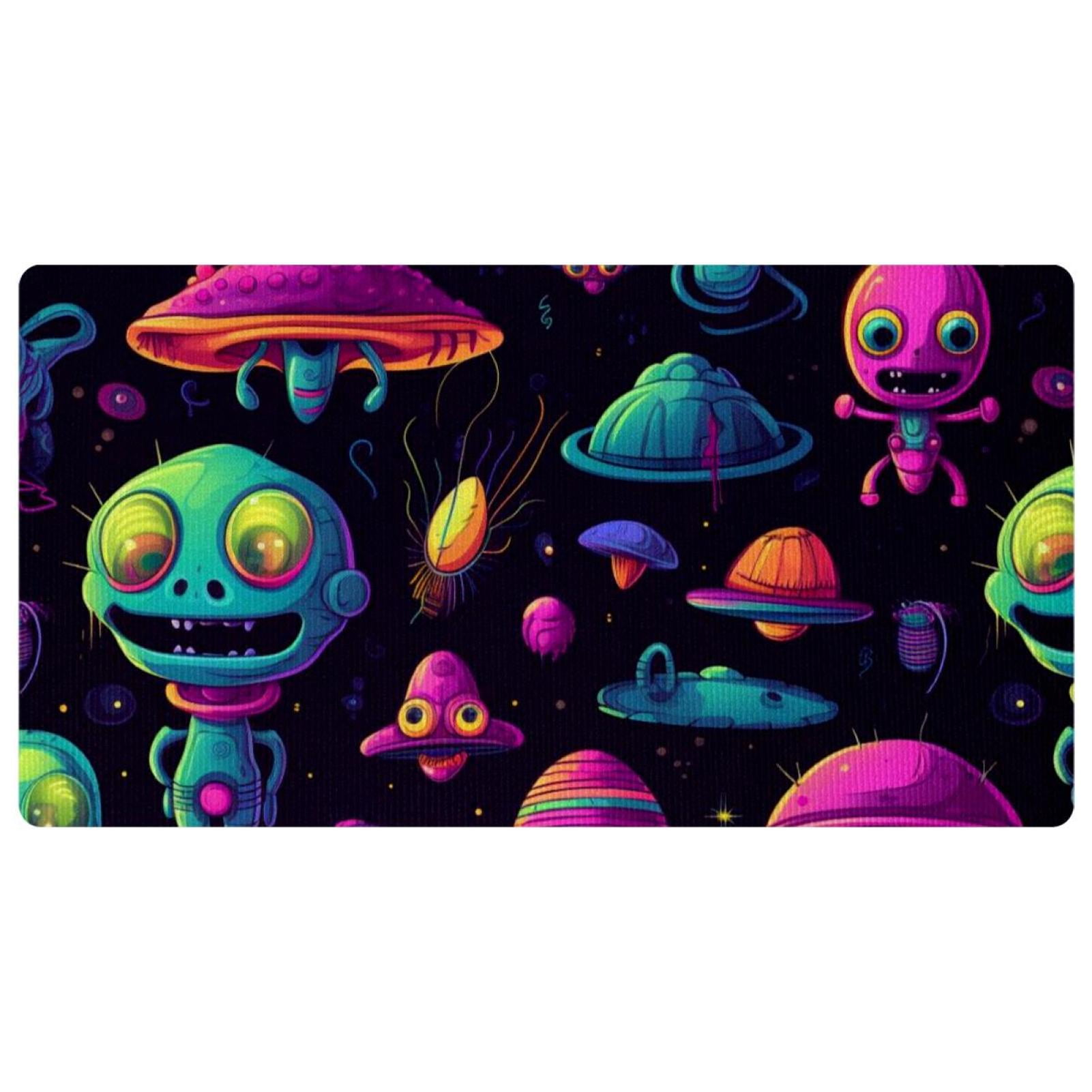 Kitchen Mat Cushioned Anti Fatigue, Cute Green Alien Cushioned Kitchen ...