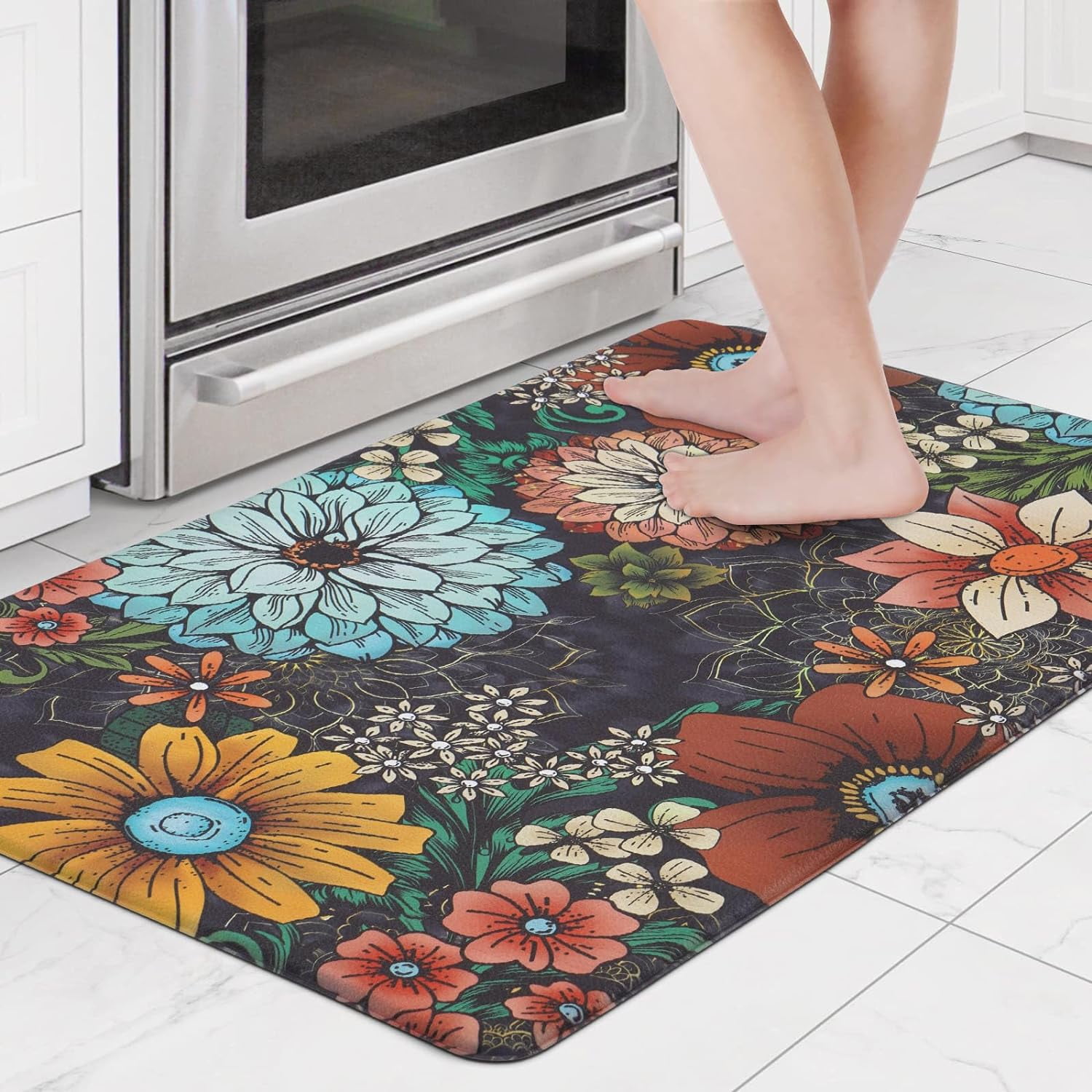 Kitchen Mat Cushioned Anti-Fatigue Floor Mat, Bohemian Memory Foam ...
