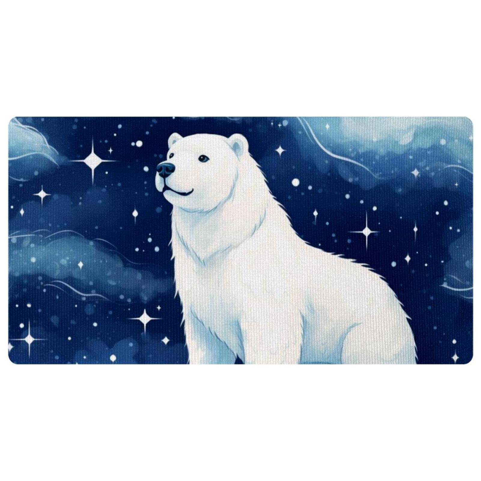 Kitchen Mat Cushioned Anti Fatigue, Polar Bear under Starry Sky and ...