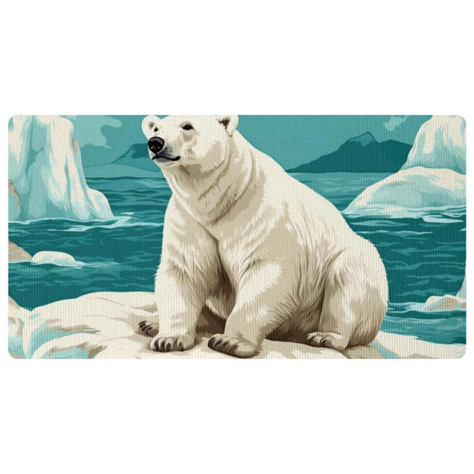 Kitchen Mat Cushioned Anti Fatigue, Polar bears on Glaciers Cushioned ...