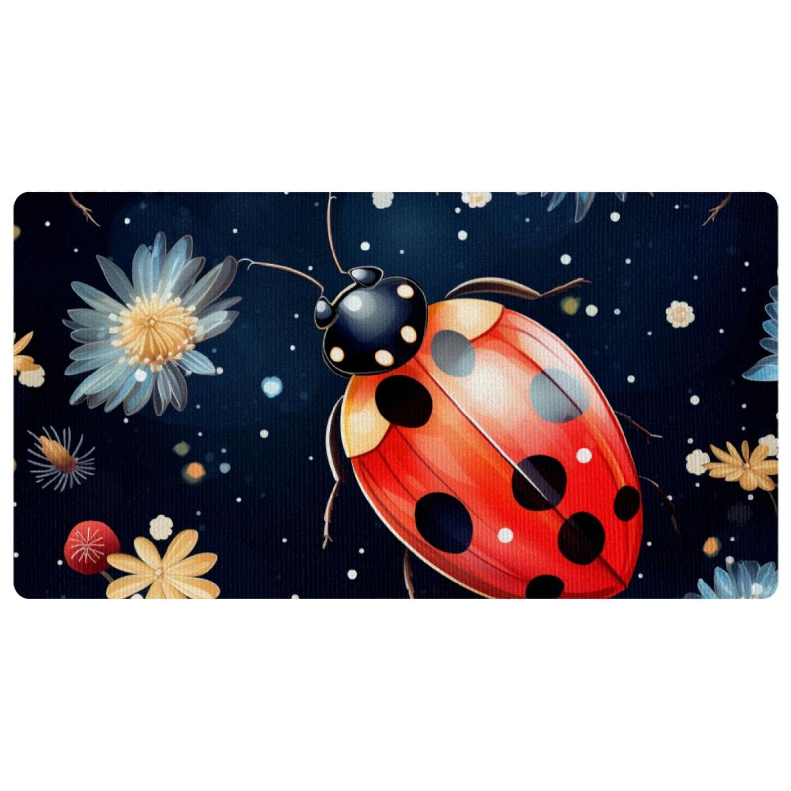 Kitchen Mat Cushioned Anti Fatigue, Red Art Seven Star Ladybug ...