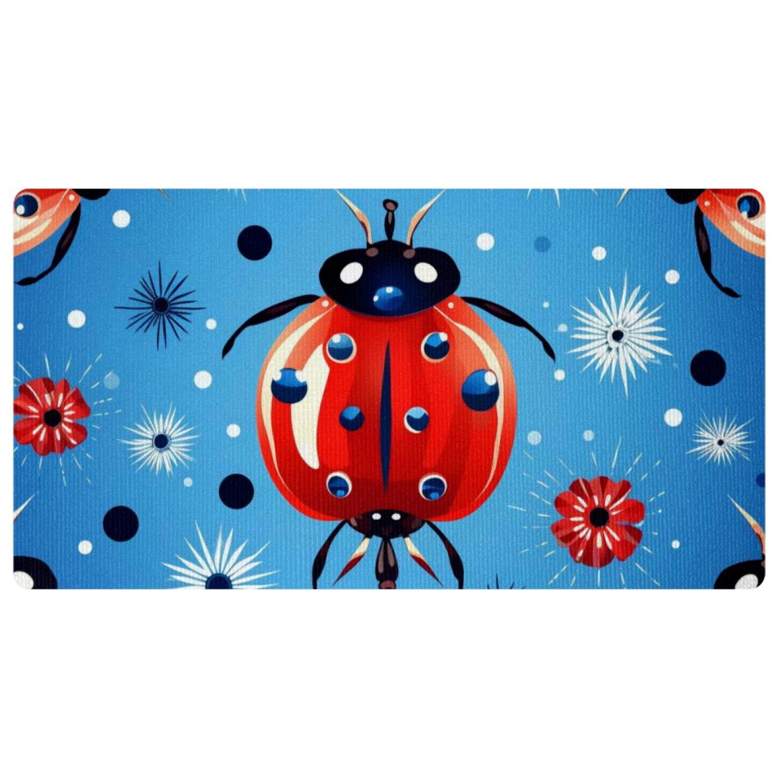 Kitchen Mat Cushioned Anti Fatigue, Red Seven Star Ladybug Cushioned ...