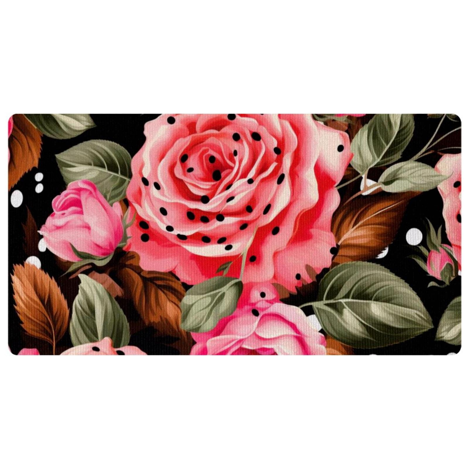 Kitchen Mat Cushioned Anti Fatigue, Rose Leopard Cushioned Kitchen ...
