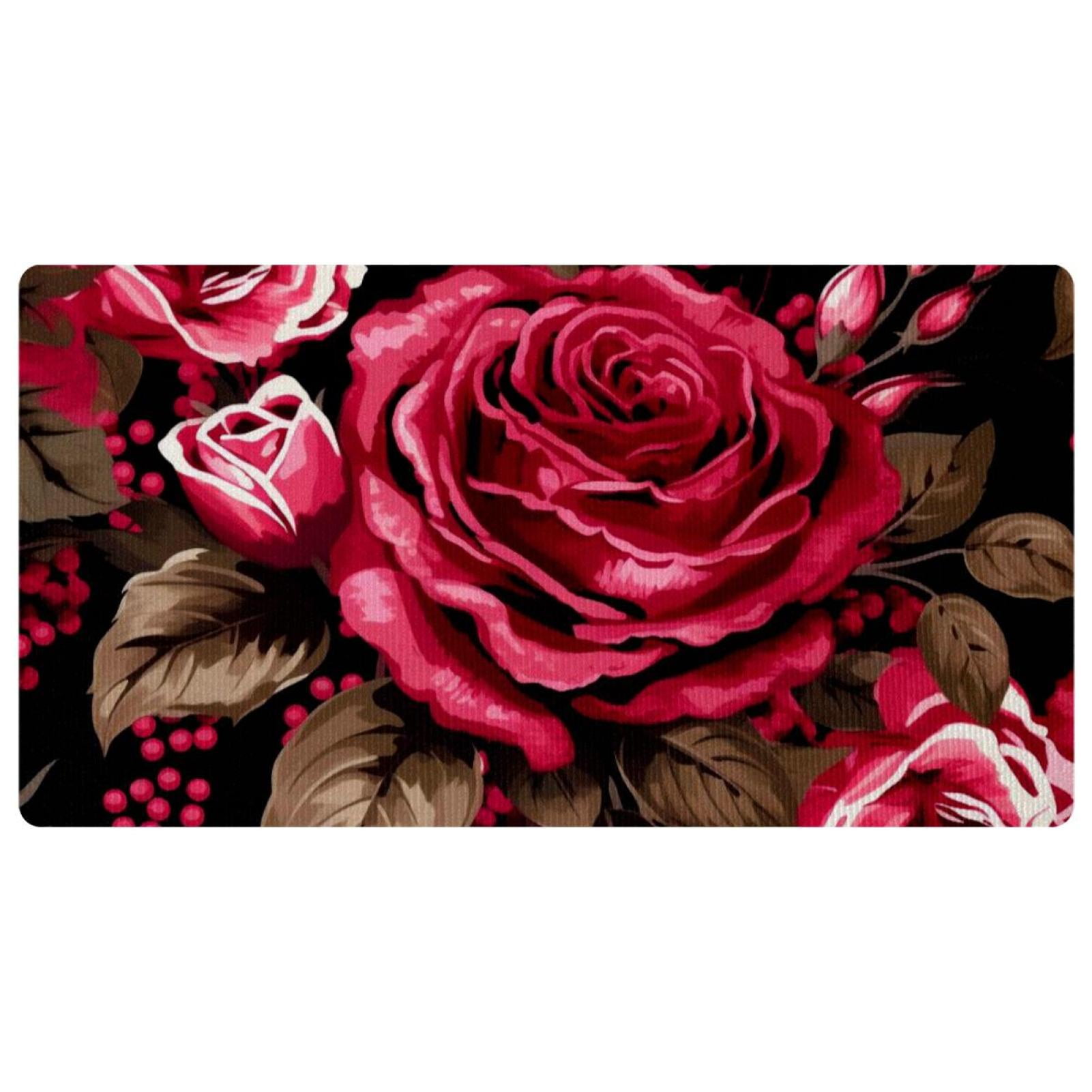 Kitchen Mat Cushioned Anti Fatigue, Rose Leopard Cushioned Kitchen ...