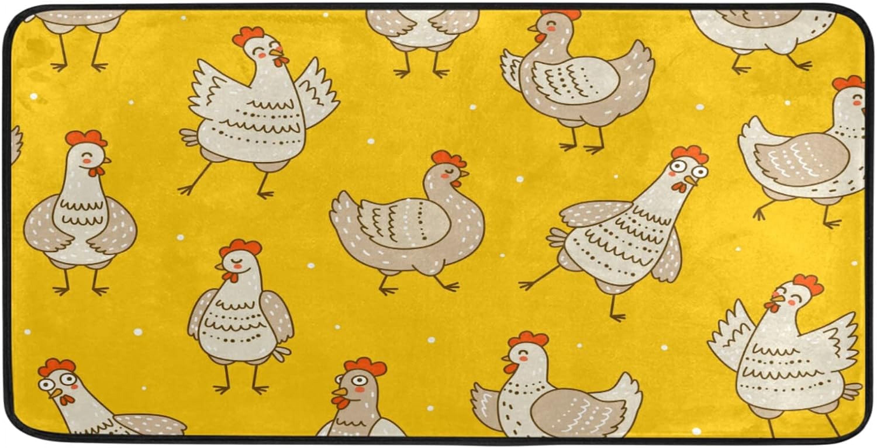 Kitchen Mat Cute Chickens Roosters Kitchen Rug Mat Anti-Fatigue Comfort ...