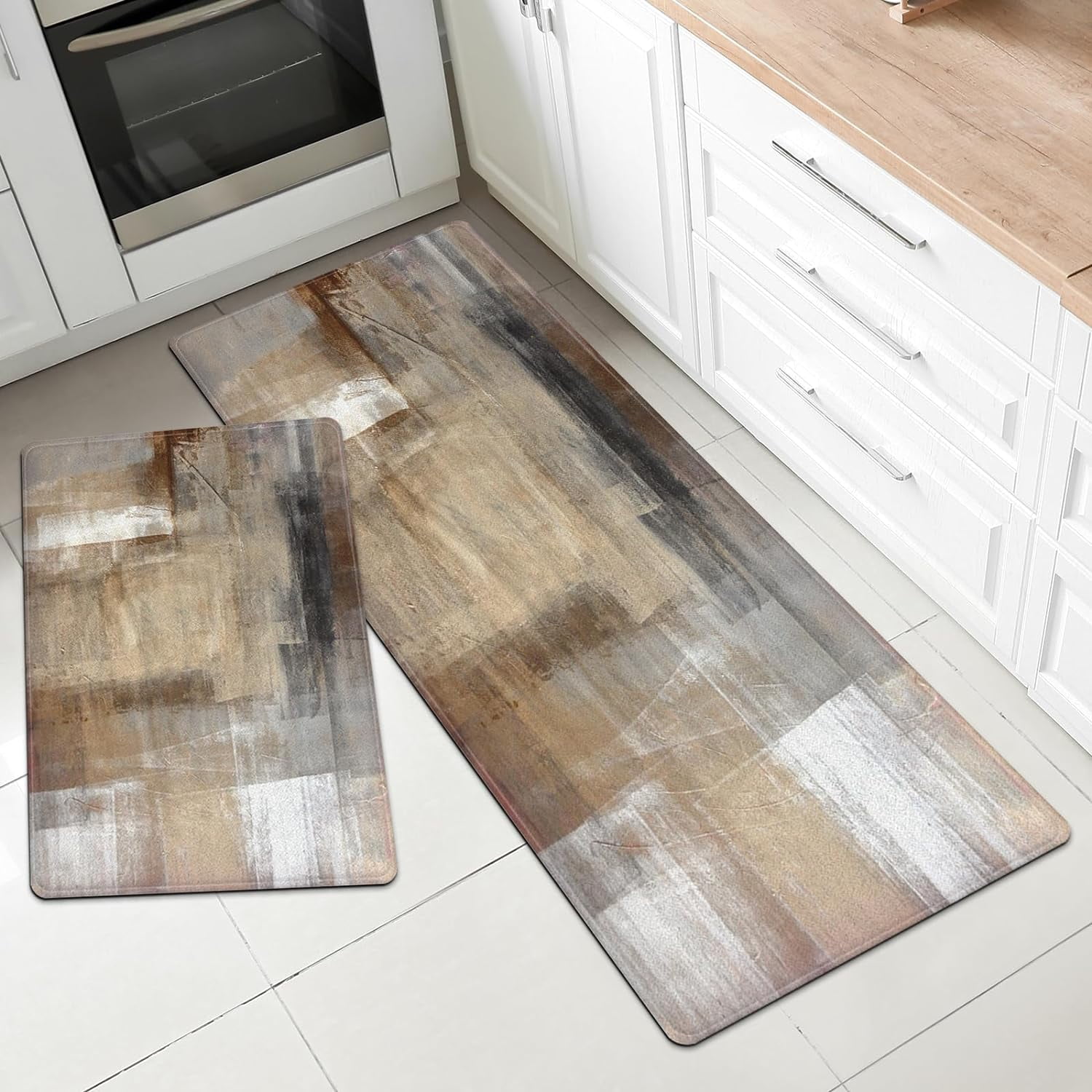 Kitchen Mat for Floor Brown Black Beige Kitchen Rugs and Mats Non Skid ...