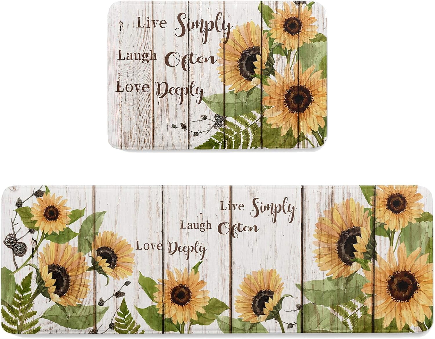 Kitchen Mat Rug Set of 2 Sunflower Live Simply Laugh Often Love Deeply ...