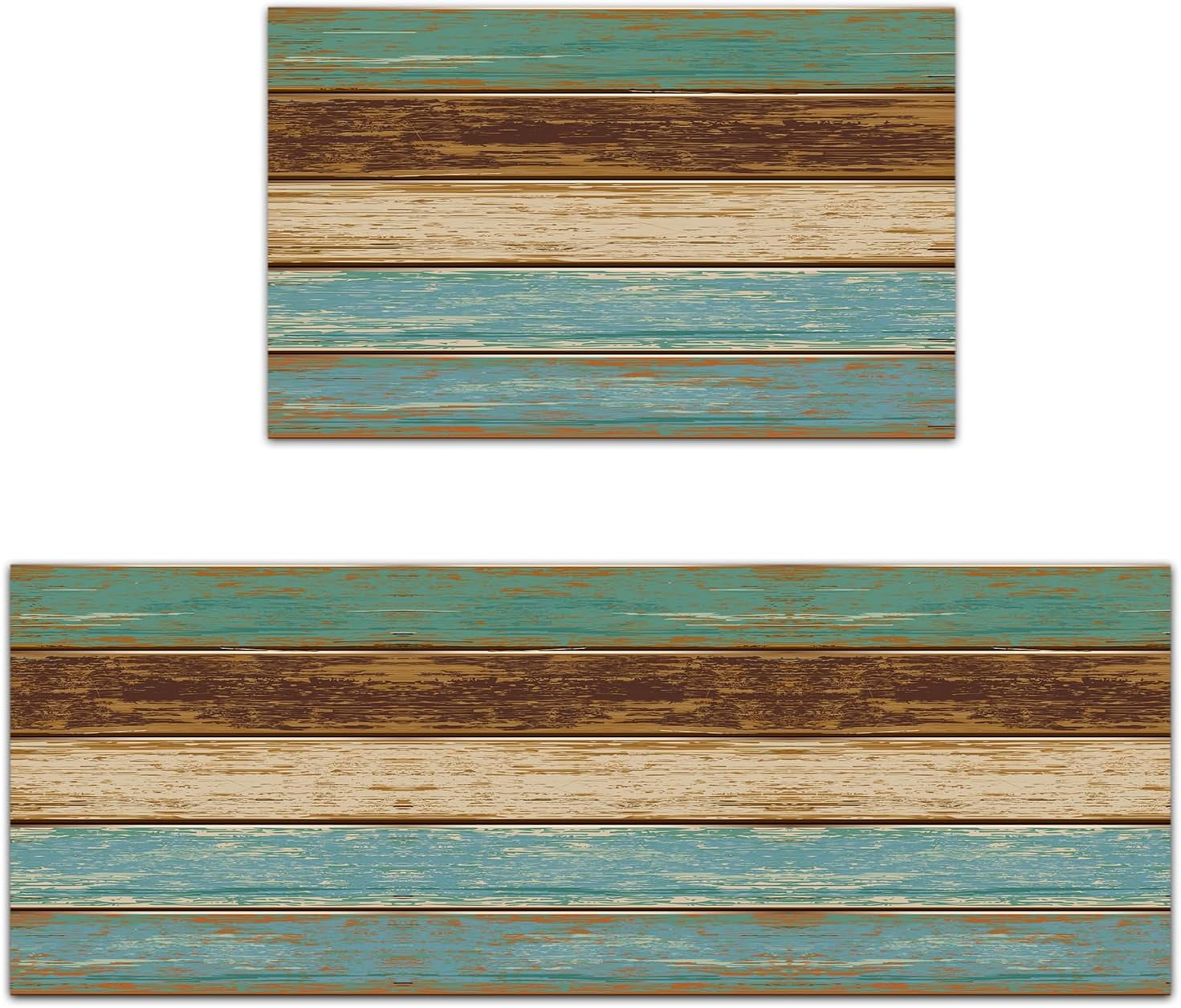 Kitchen Mat Set of 2 Non Slip Thick Kitchen Rugs and Mats Wood Texture ...