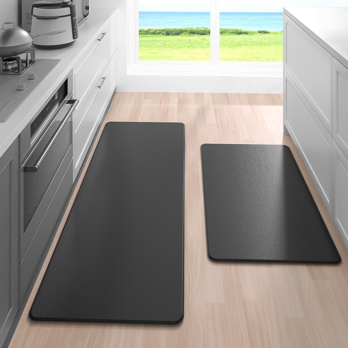 Kitchen Mat Set,2PCS Cushioned Anti-Fatigue Kitchen Rug, Waterproof Non ...
