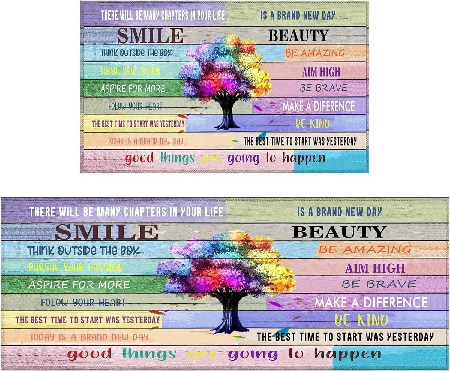 Kitchen Mat Tree Kitchen Mats for Floor 2 Piece, Colorful Rug Anti ...