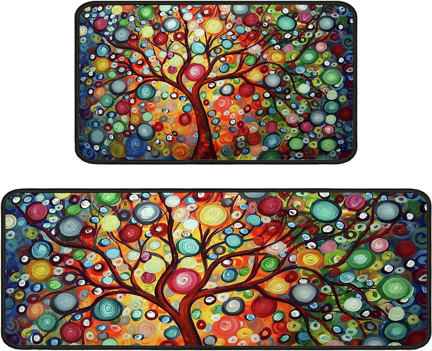 Kitchen Mat Tree Kitchen Mats for Floor 2 Piece, Colorful Rug Anti ...