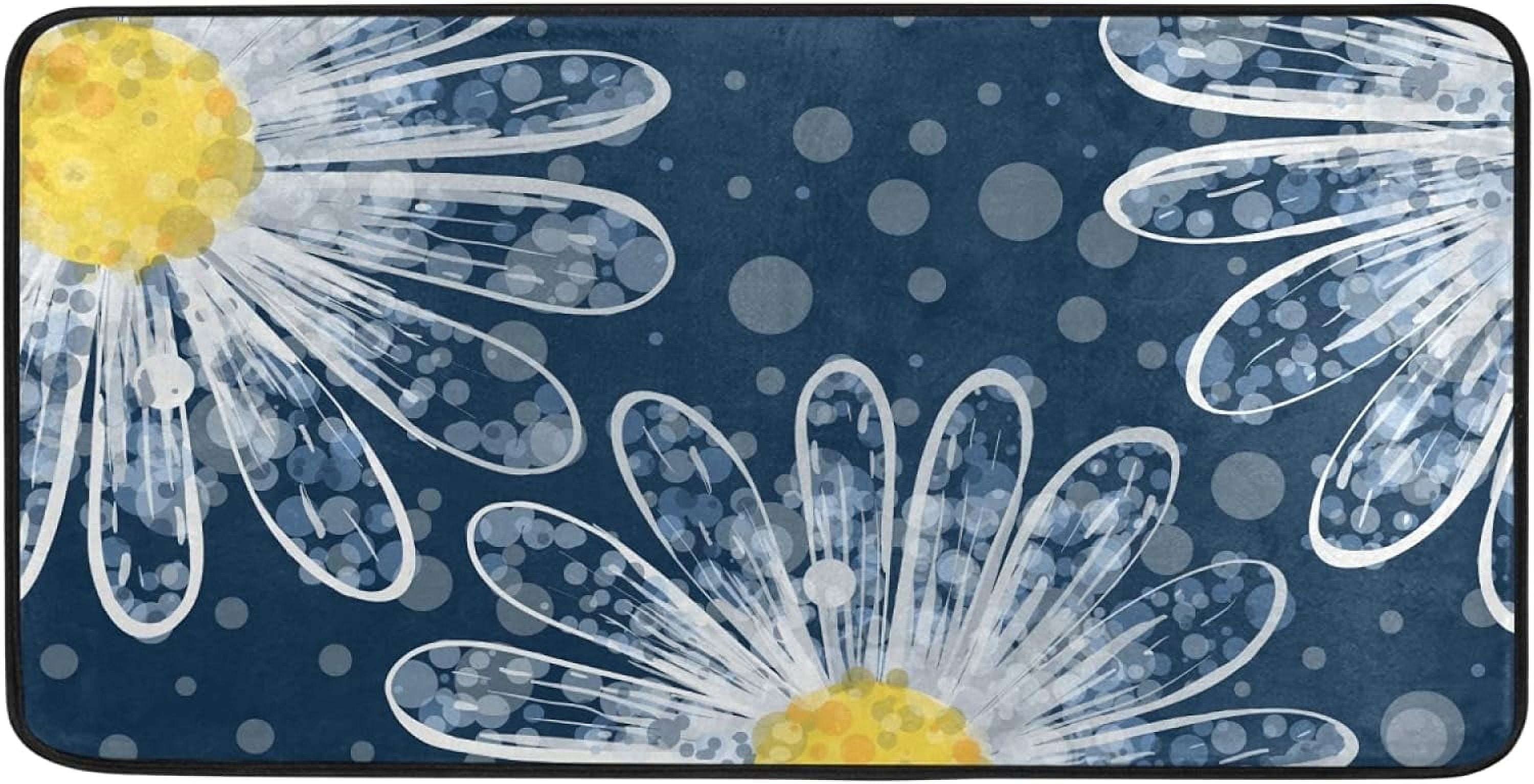 Kitchen Mat White Daisy Kitchen Rug Mat Anti-Fatigue Comfort Floor Mat ...