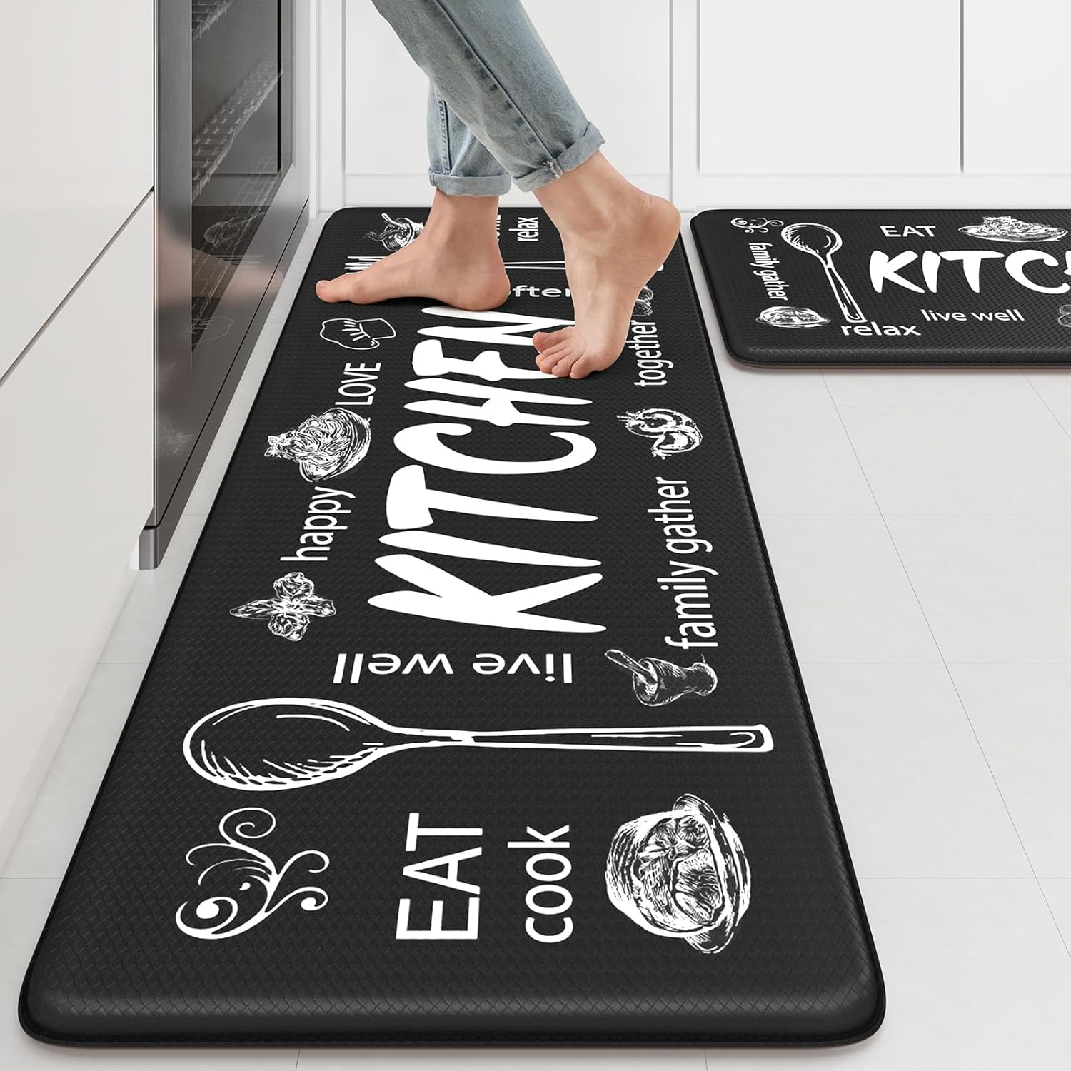 Kitchen Mats 2PCS,Cushioned Anti Fatigue Farmhouse Kitchen Rugs and ...