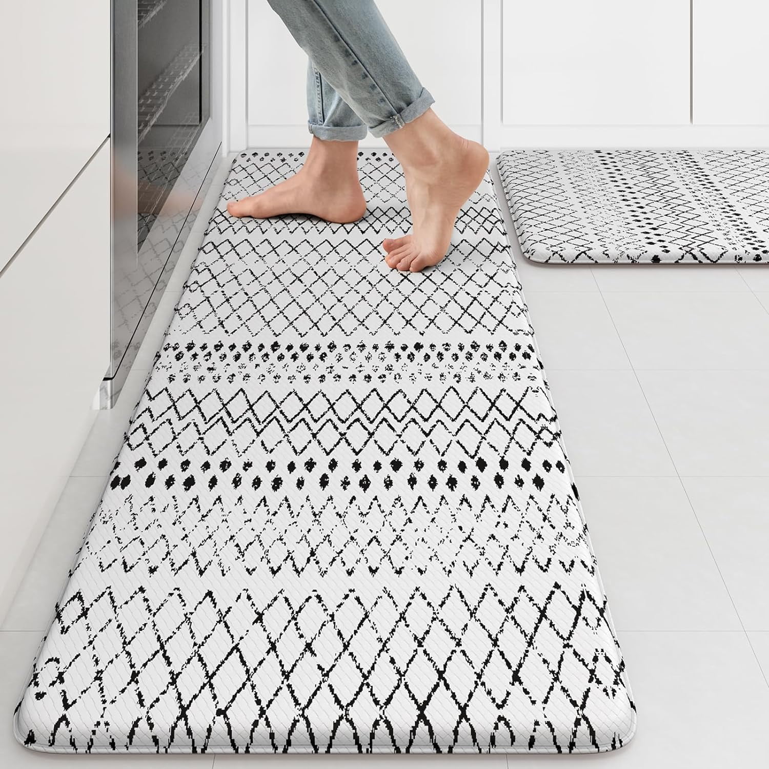 Kitchen Mats 2PCS,Cushioned Anti Fatigue Kitchen Rugs and Mats,Non Skid ...