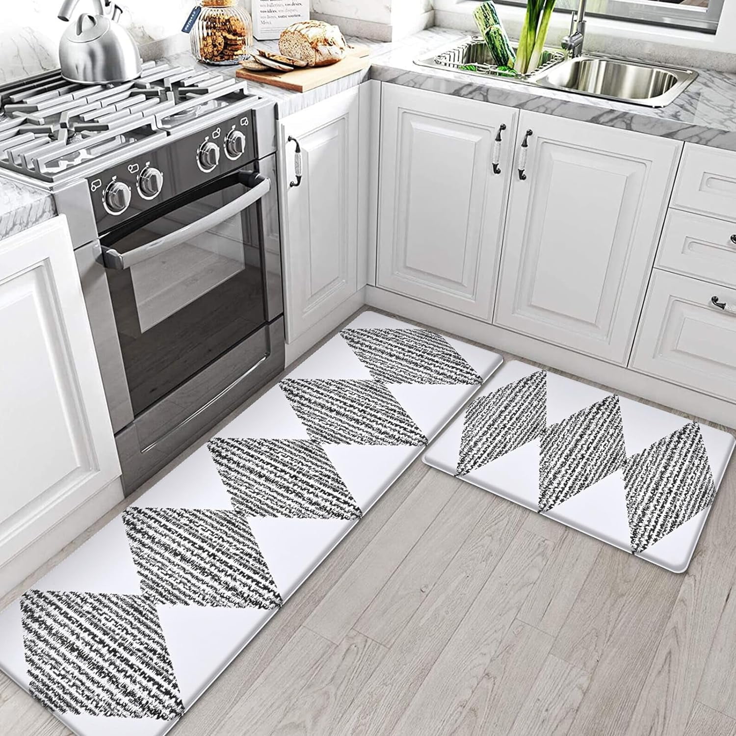 Kitchen Mats Anti Fatigue, Farmhouse Kitchen Rugs Sets of 2, Memory ...