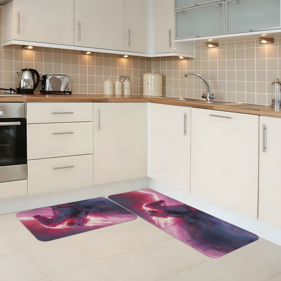 Kitchen Mats for Floor 2 Piece - Astronaut Riding Fiery Horse Anti ...