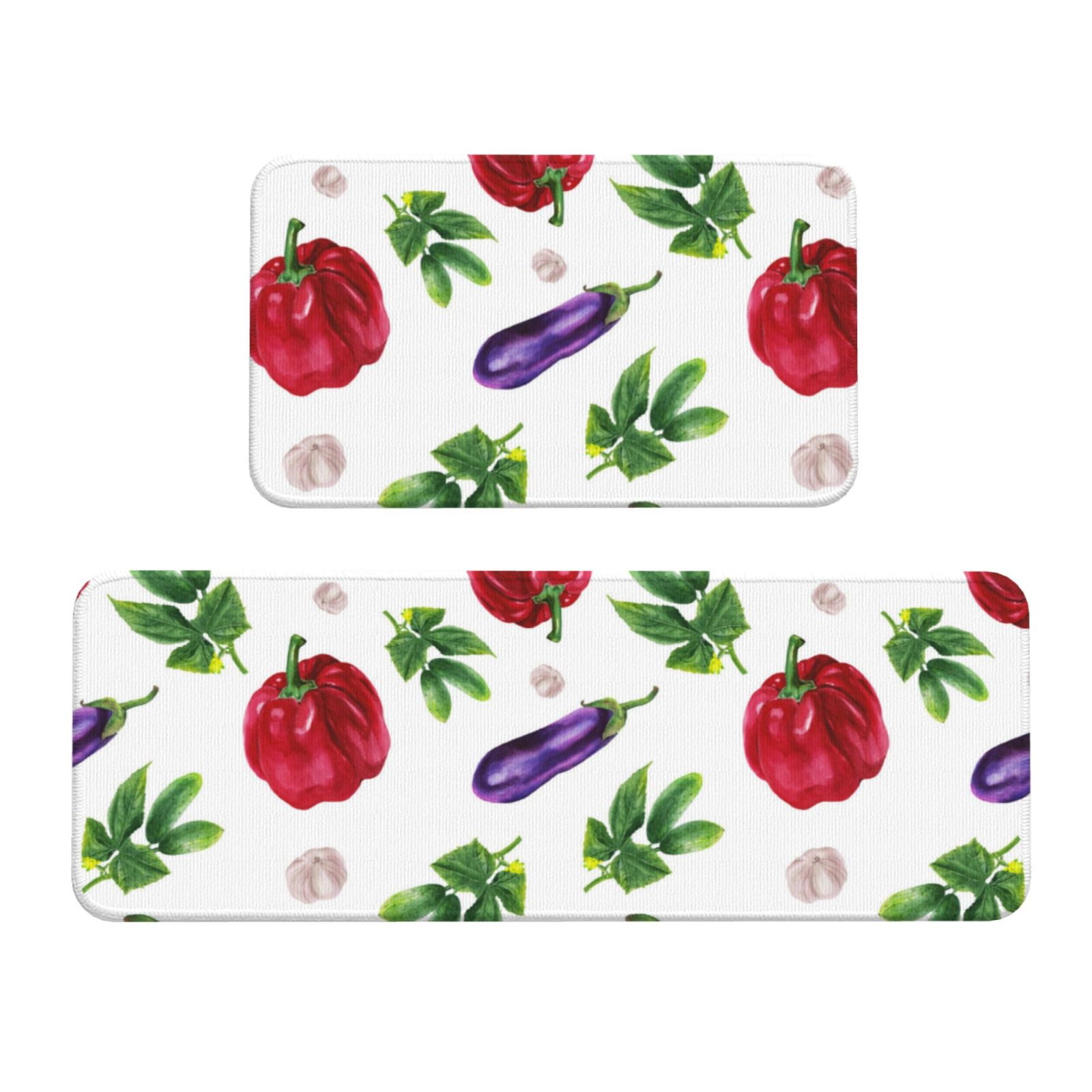 Kitchen Mats for Floor 2 Piece, Eggplant chili pepper Anti Fatigue Mats ...
