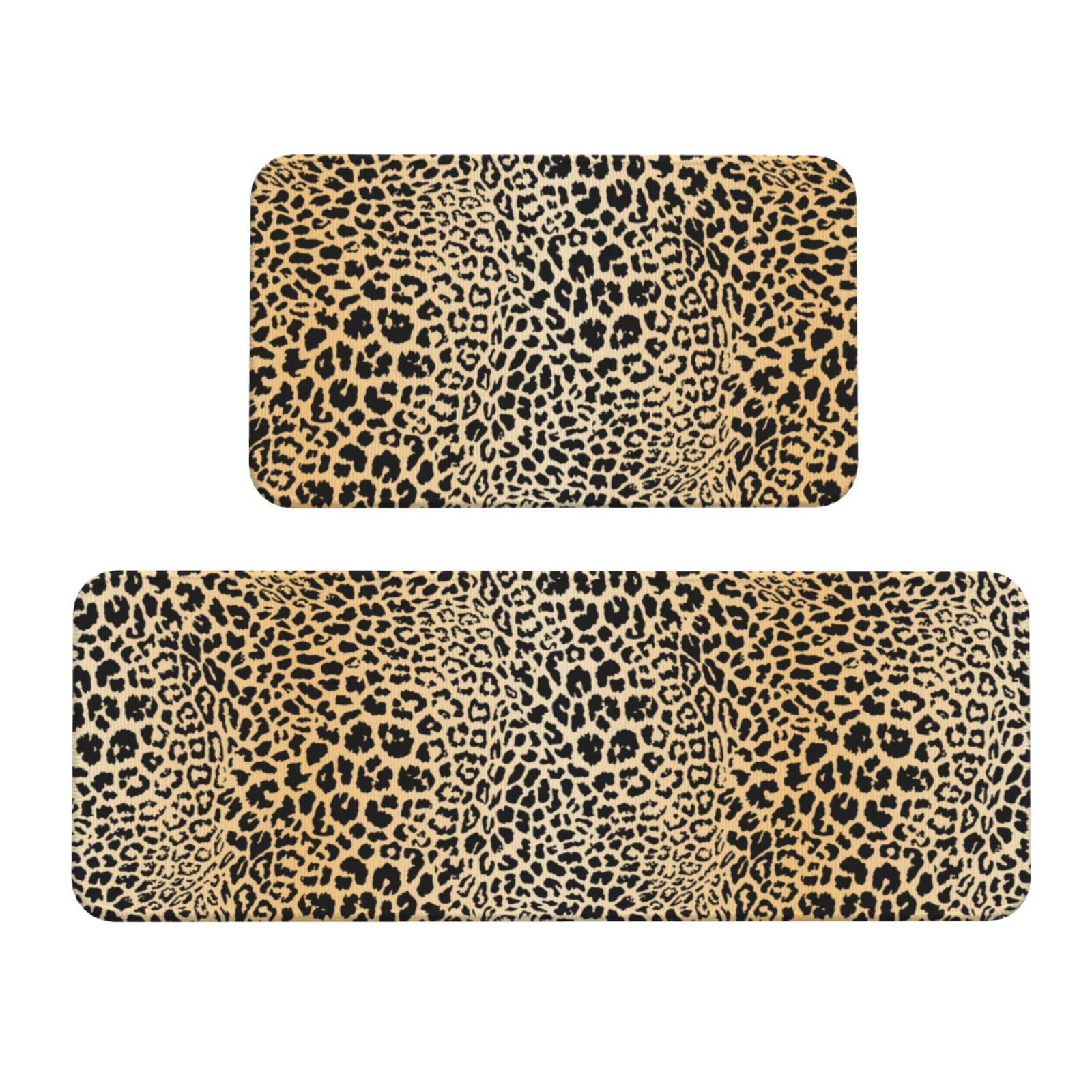 Kitchen Mats for Floor 2 Piece, Realistic leopard print beige Anti ...